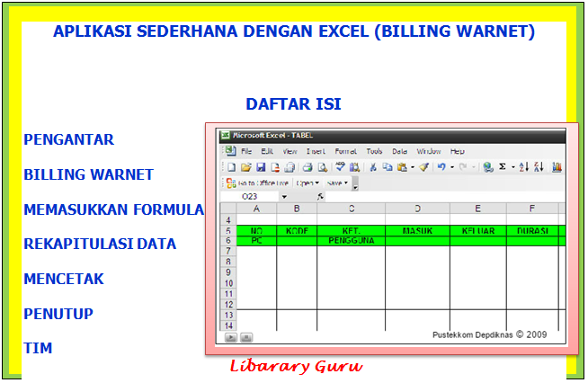 DOWNLOAD FREE BUKU APLIKASI SEDERHANA DENGAN EXCEL (BILLING WARNET ...