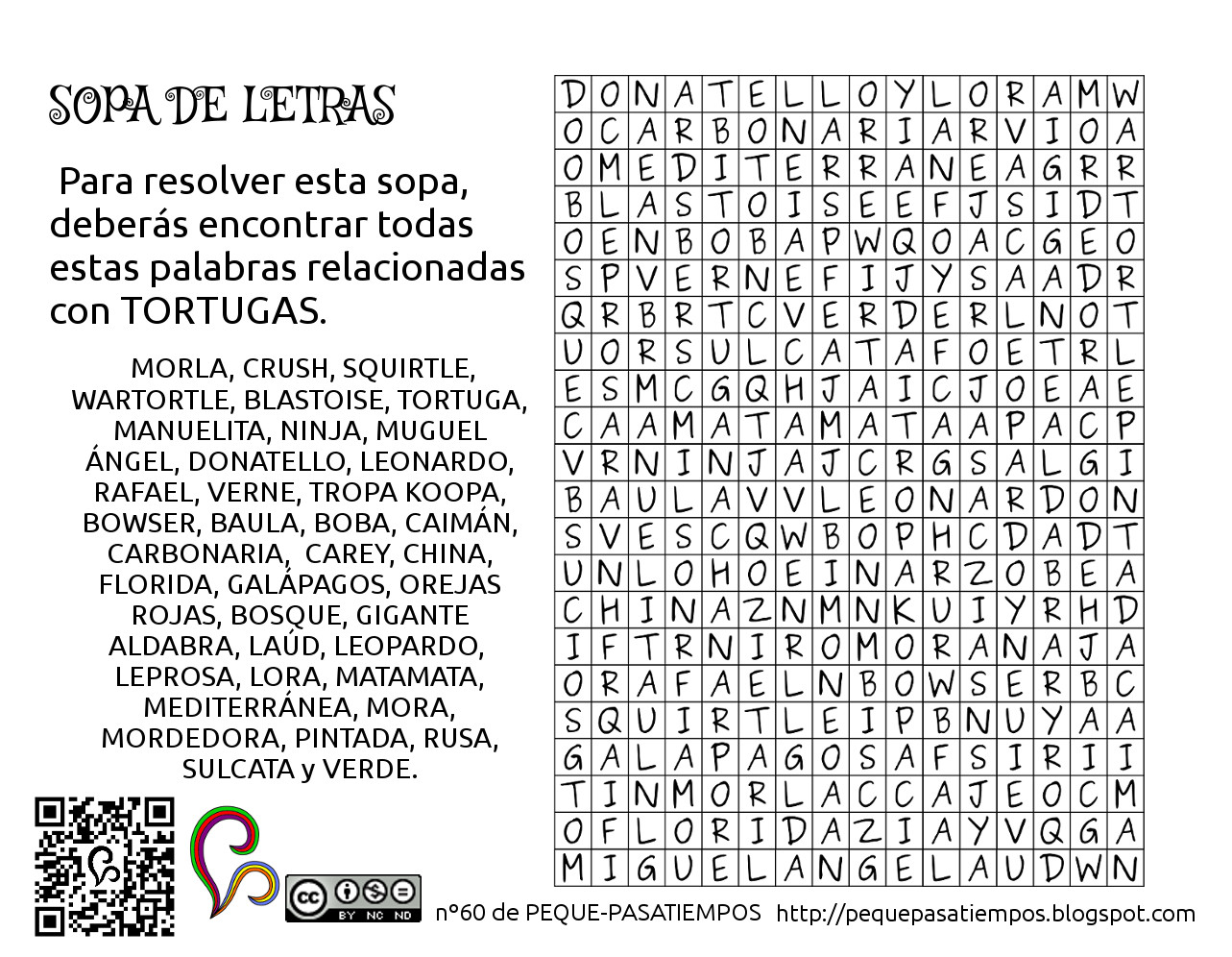 Peque-pasatiempos: Sopas de letras