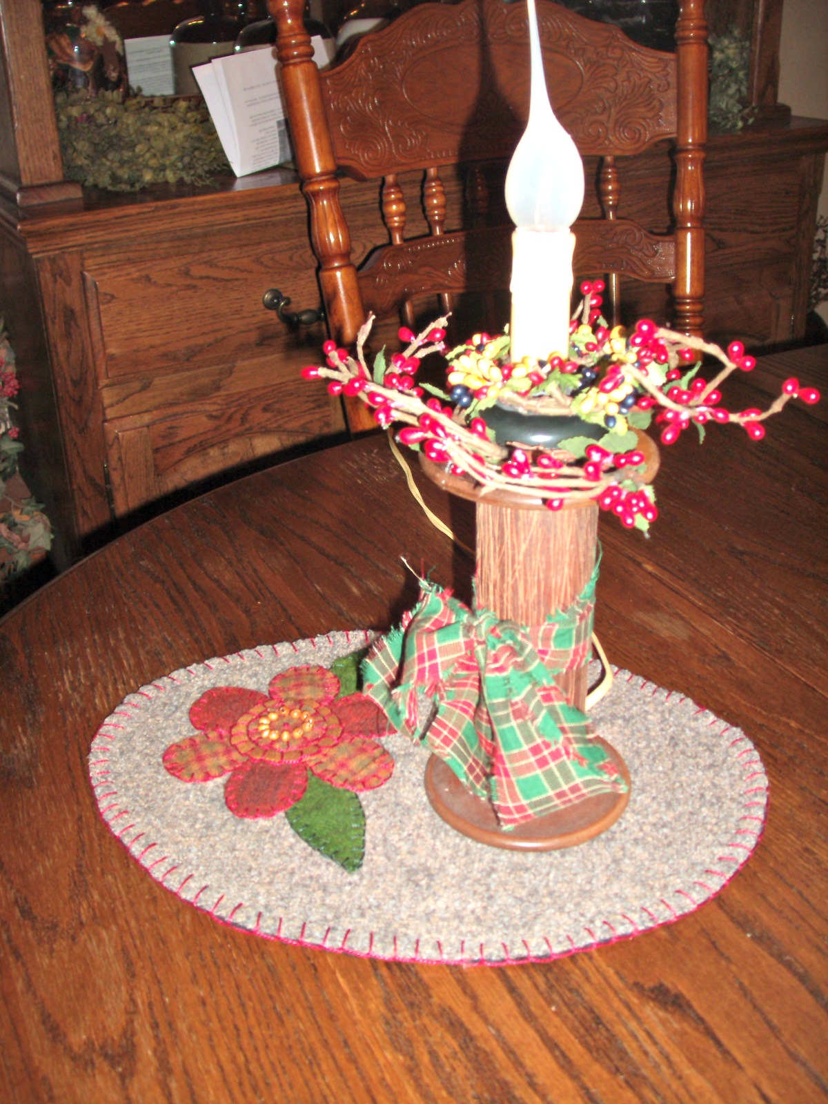 KKL Primitives Selling Blog: OVAL WOOL FLORAL PENNY RUG APPLIQUE CANDLE ...