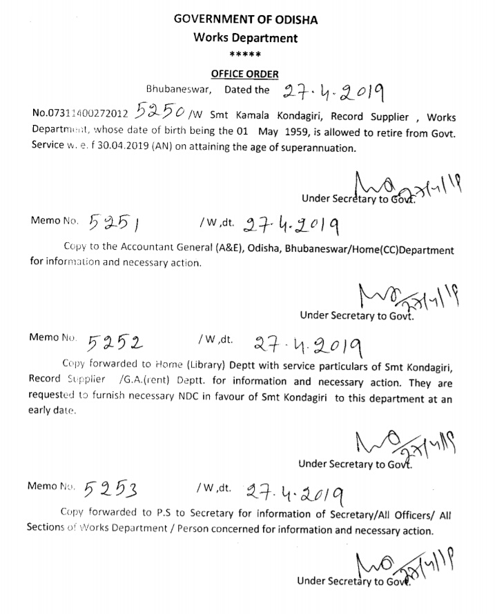 OSS TODAYS: Relieve order for retirement