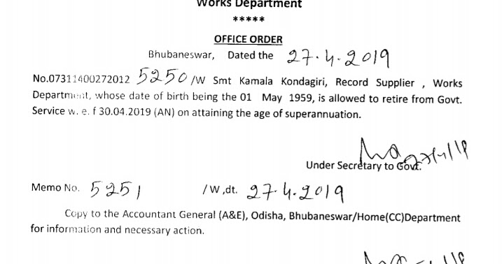 OSS TODAYS: Relieve order for retirement