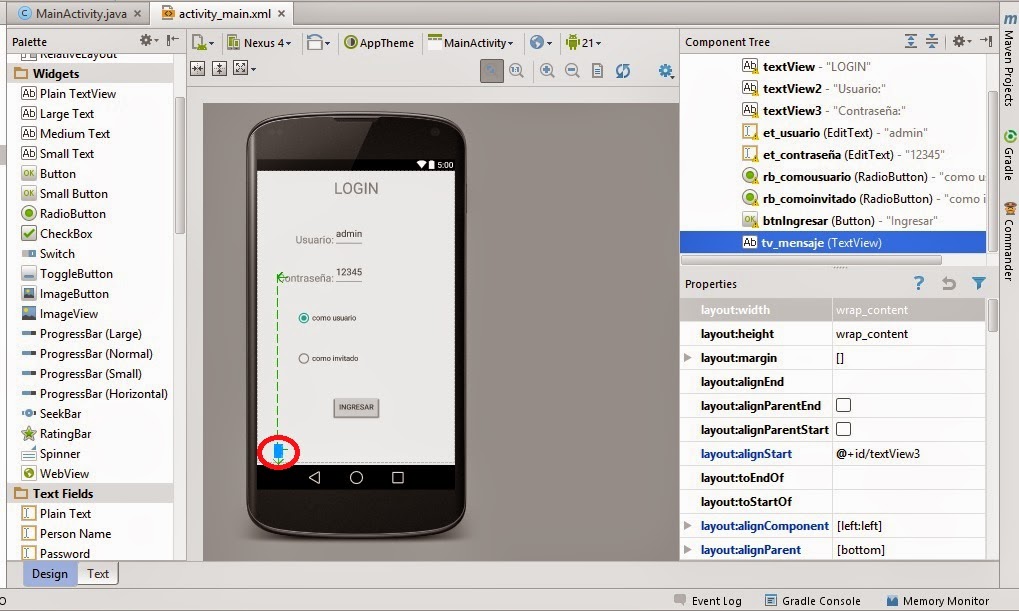 Android Studio - csc: (clase #4)Android Studio: RadioButton y propiedades principales