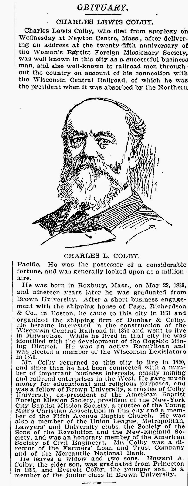 AnceStory Archives: Charles Lewis Colby and Family Line