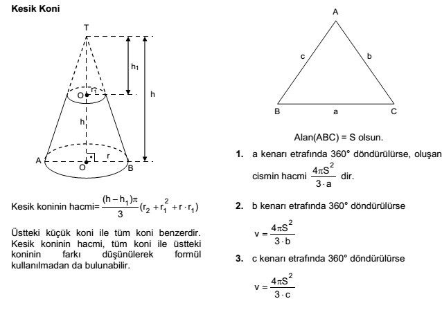Katı Cisimlerin Alan ve Hacim Formülleri « Net Fikir