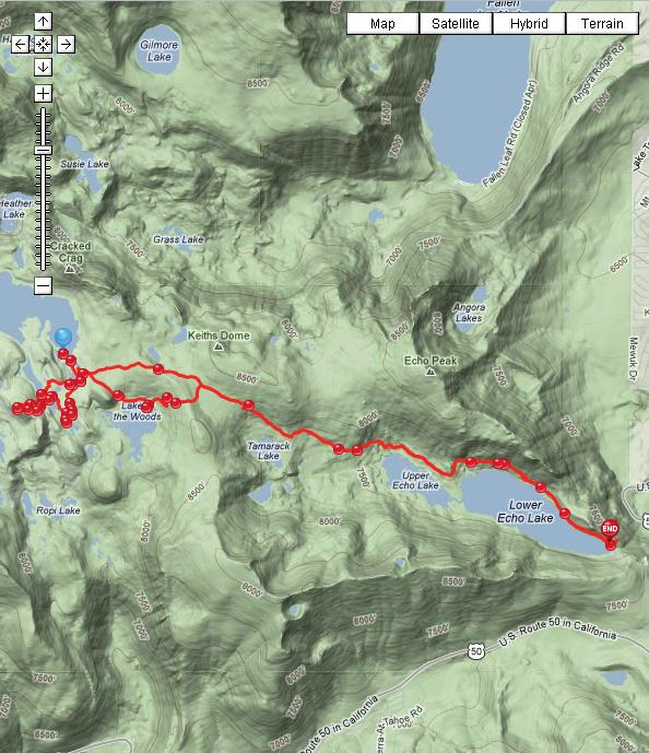 Travel Times: Desolation Wilderness (El Dorado forests), near Tahoe