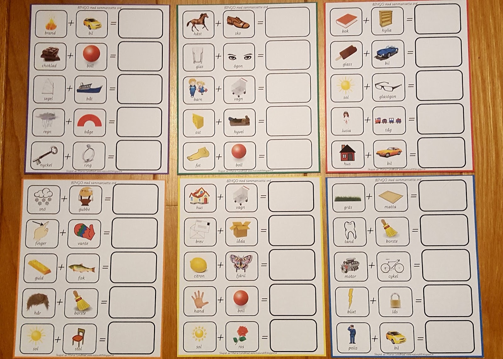 Min blogg om allt mellan himmel och jord: Bingo med sammansatta ord ...