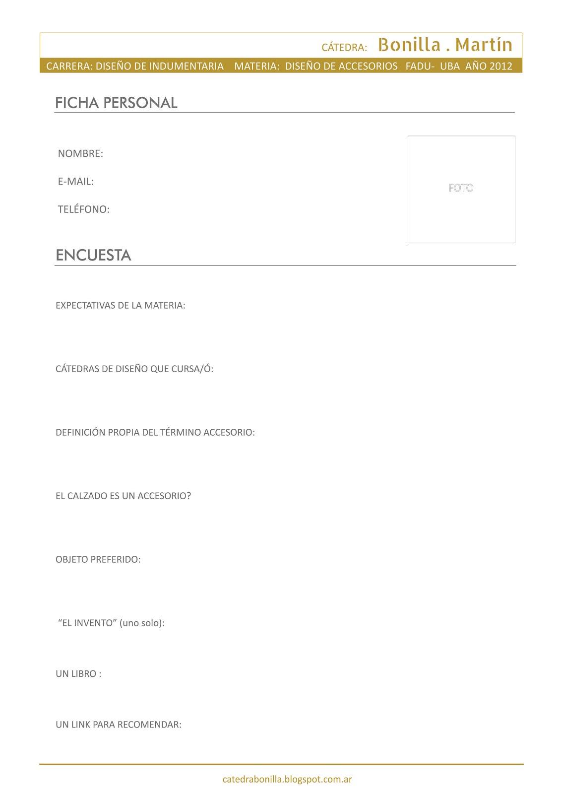 Bonilla: Ficha Personal