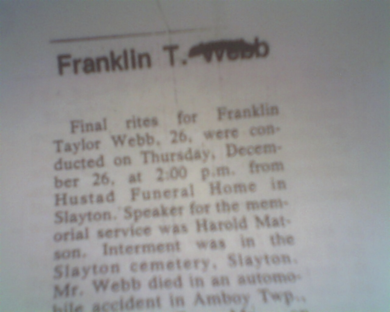 thoughts of the day: An Actor Named Frank Webb