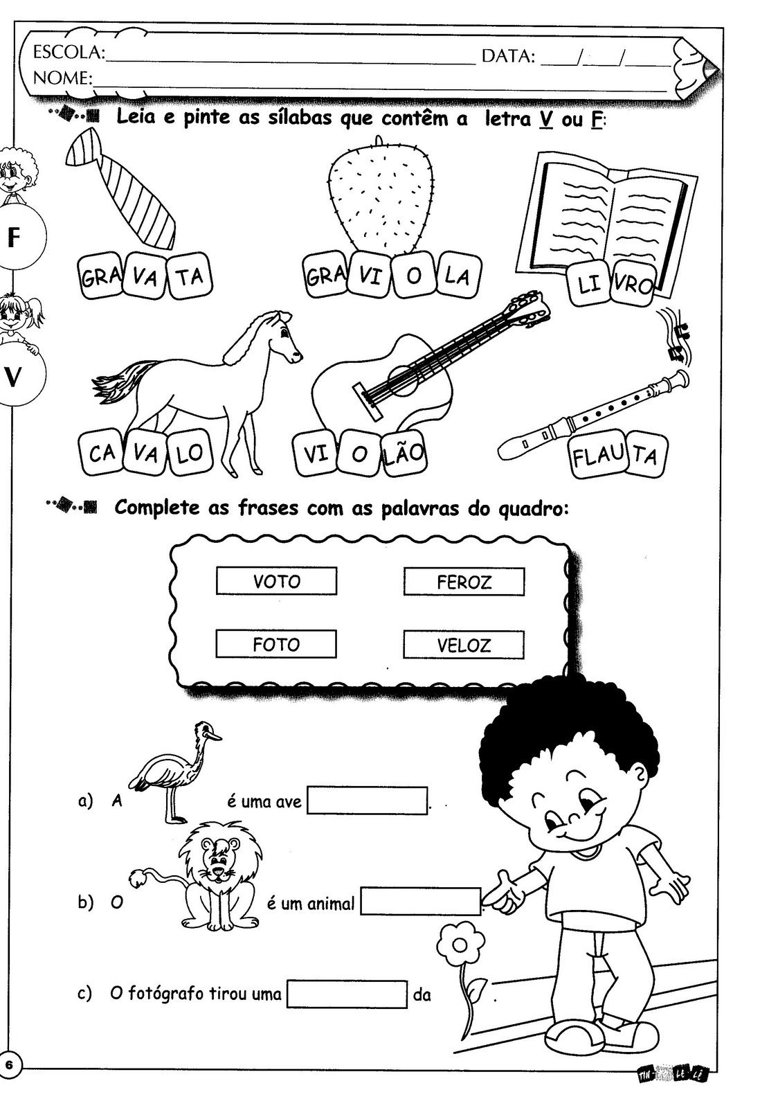 Dificuldades ortográficas F e V-Atividades Dificuldades ortográficas ...