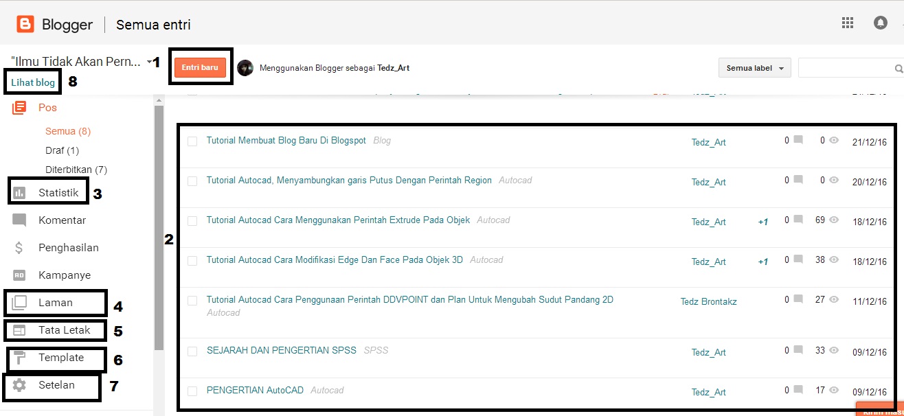 Mengenal Bagian-Bagian Dashboard Blog | "Ilmu Tidak Akan Pernah ...