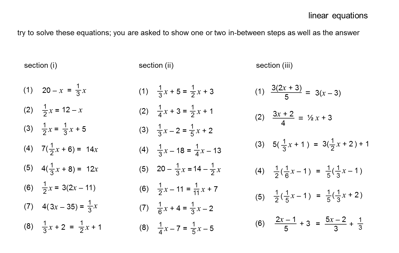 MEDIAN Don Steward Mathematics Teaching Harder Linear Equations