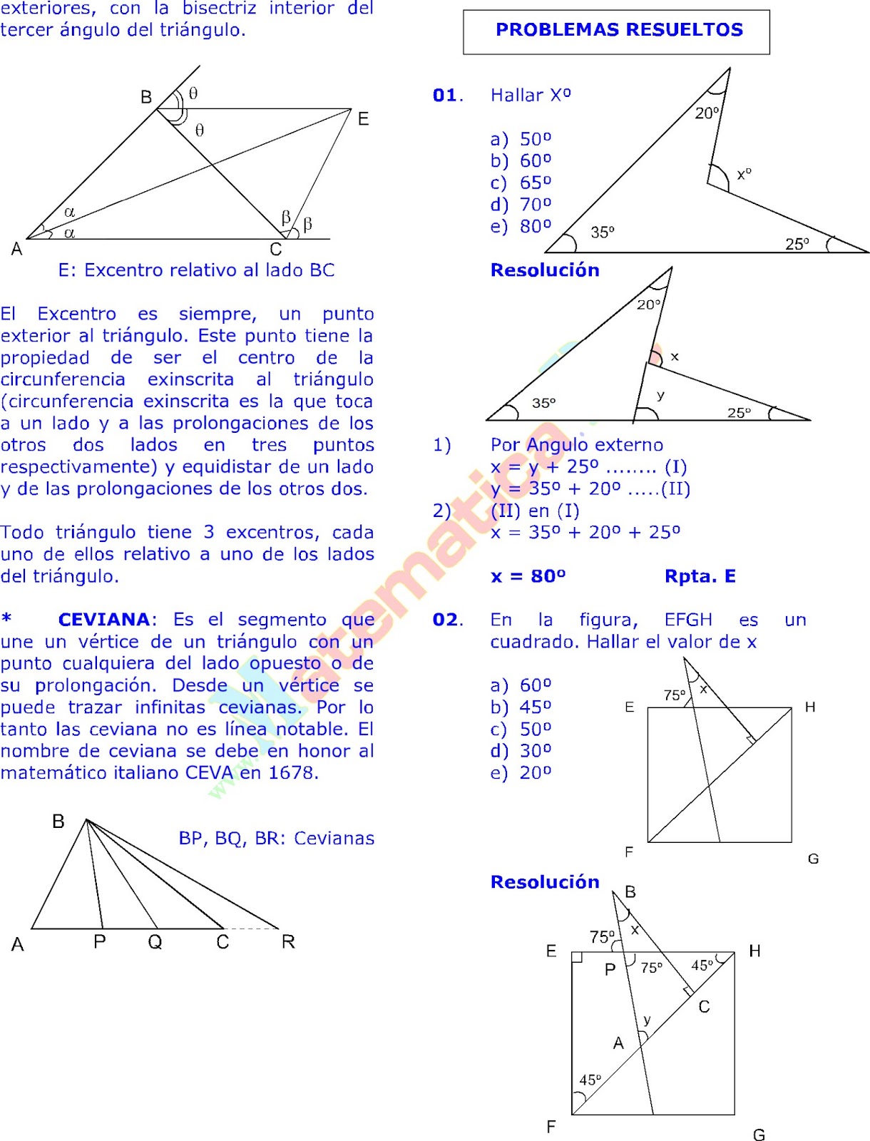 LOS TRIÁNGULOS Y SUS PROPIEDADES EJERCICIOS RESUELTOS DE GEOMETRÍA ...