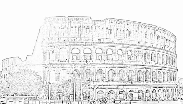 Stock Pictures: Colosseum Sketch and Silhouette