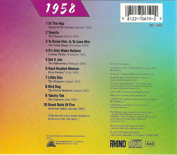 ENTRE MUSICA: BILLBOARD - Top Rock'n'Roll Hits 1958