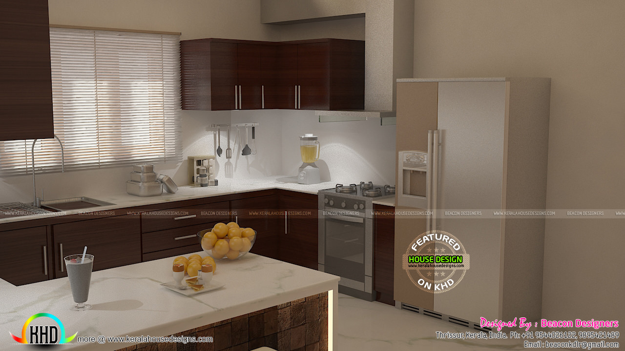 Modern interiors of Kitchen, bedroom, dining - Kerala home design and ...