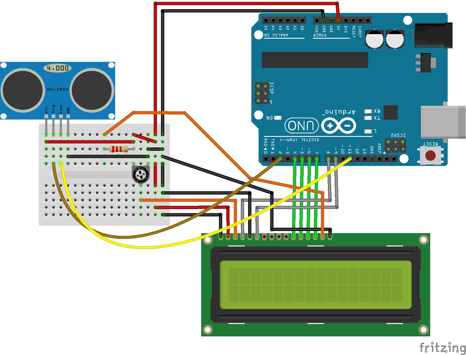 Ultrasonic Tape Measure with HC-SR04 Sensor · One Transistor