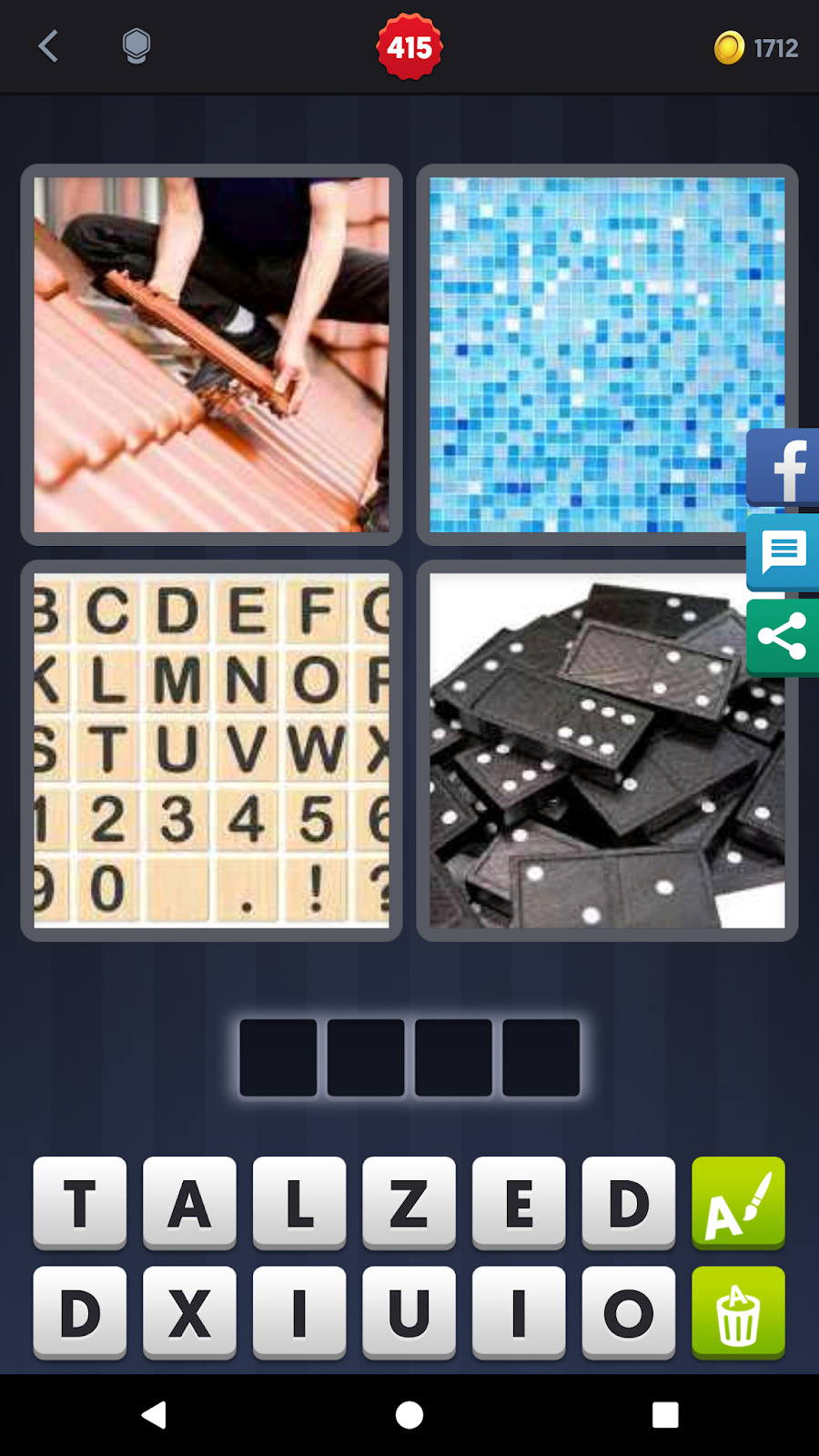 4 Pics 1 Word Answers Solutions: LEVEL 415 TILE