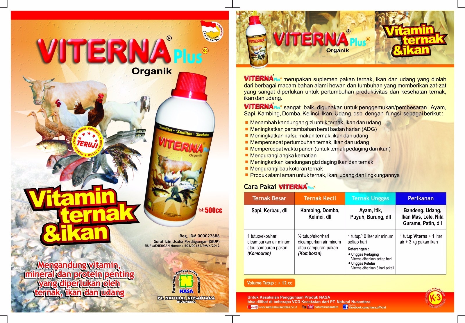 VITERNA Plus Vitamin Ternak Organik - Distributor Pupuk Organik Nasa
