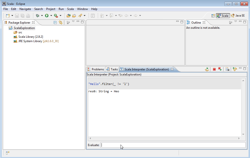 Exploration Into Functional Programming Using Scala Interpreter From Eclipse