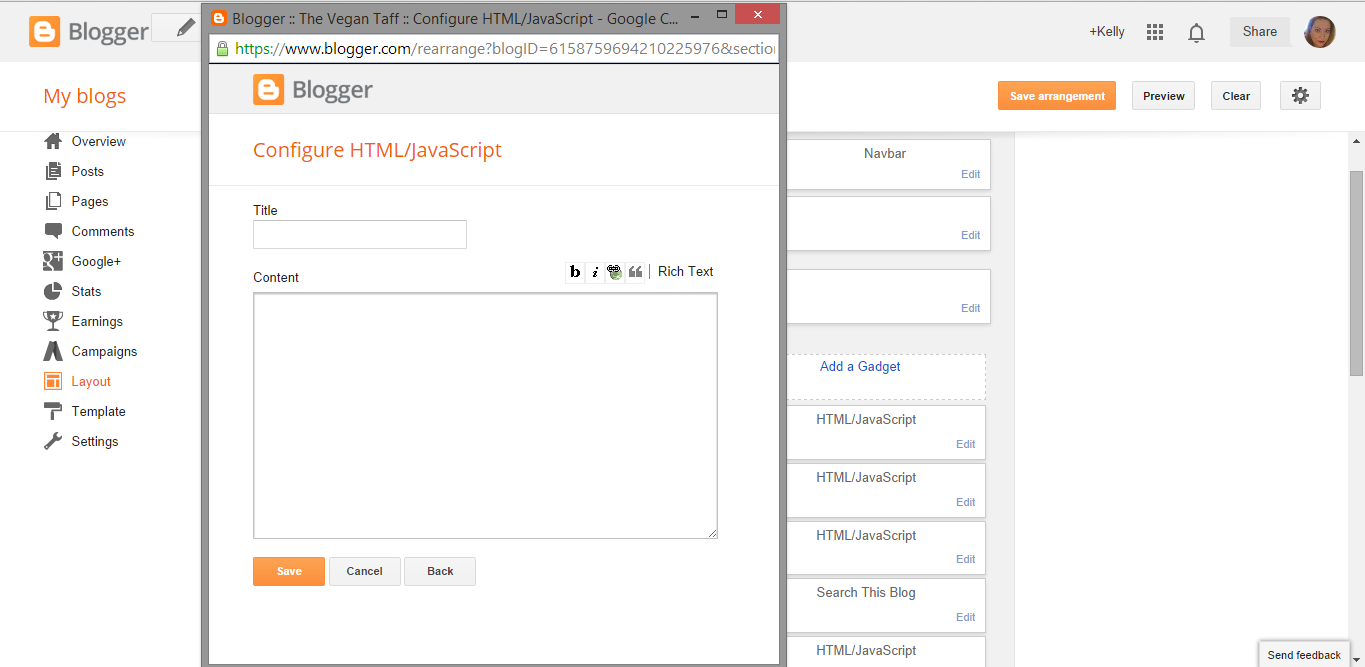 How To Make a Custom 'About Me' Widget in Blogger | The Vegan Taff
