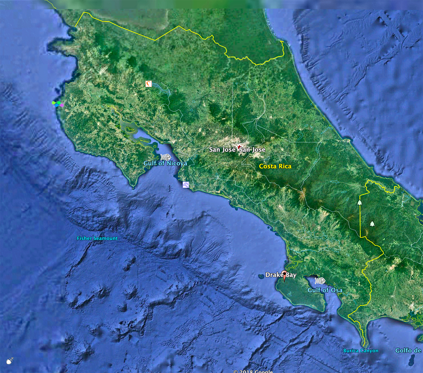 Costa Rican Rainforest Map