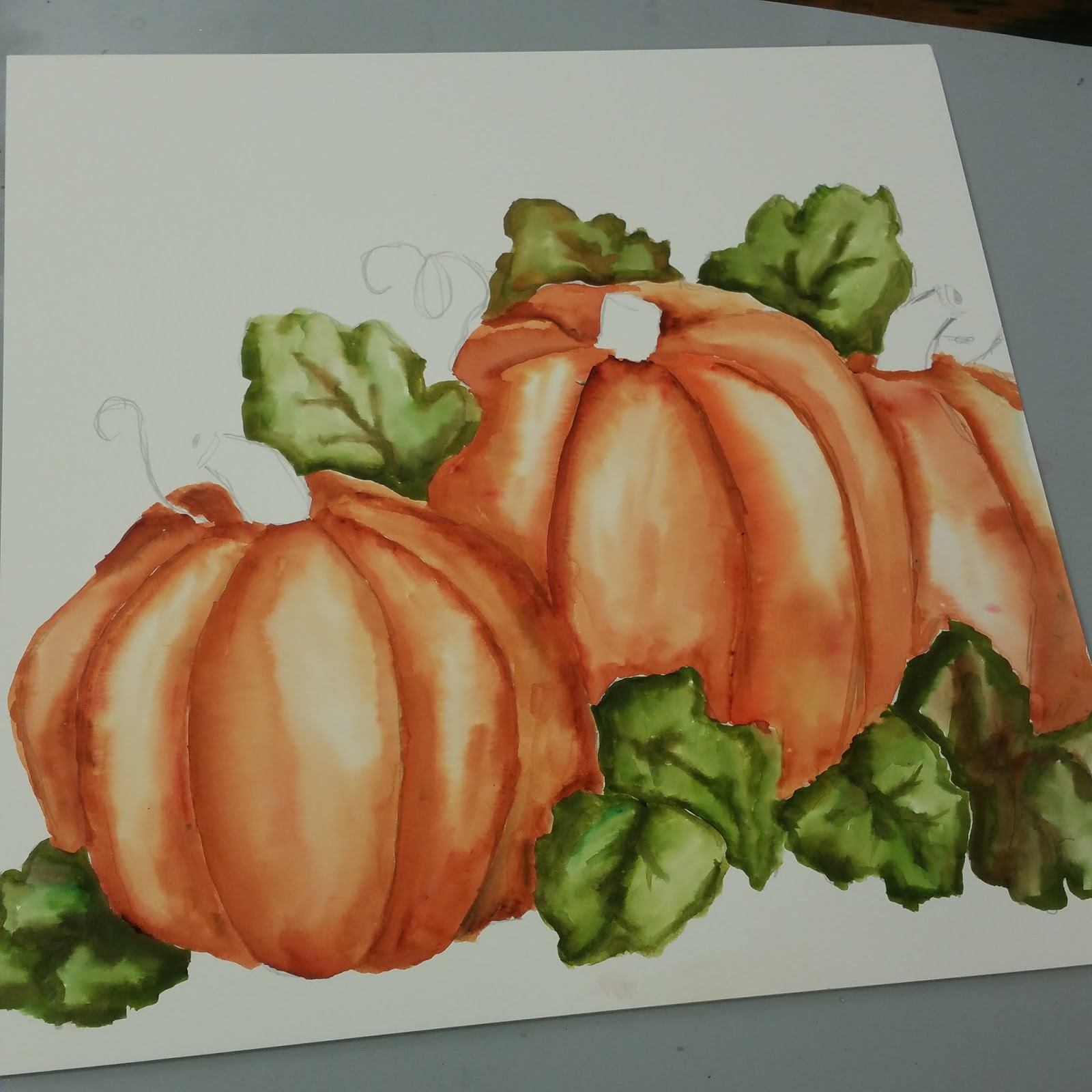 Ken's World in Progress: Watercolor Pumpkin Patch