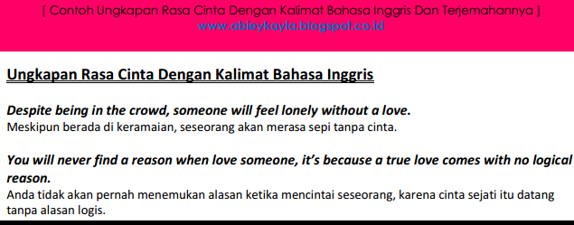 Contoh Ungkapan Rasa Cinta Dengan Kalimat Bahasa Inggris Dan ...