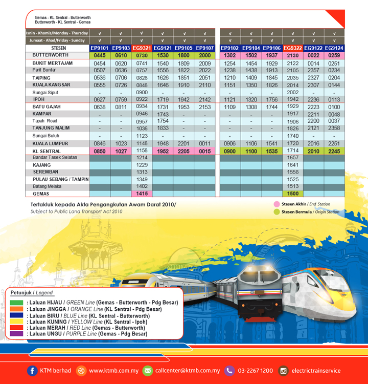 Jadual KTM ETS & Intercity Terkini Mulai 18 Disember 2017