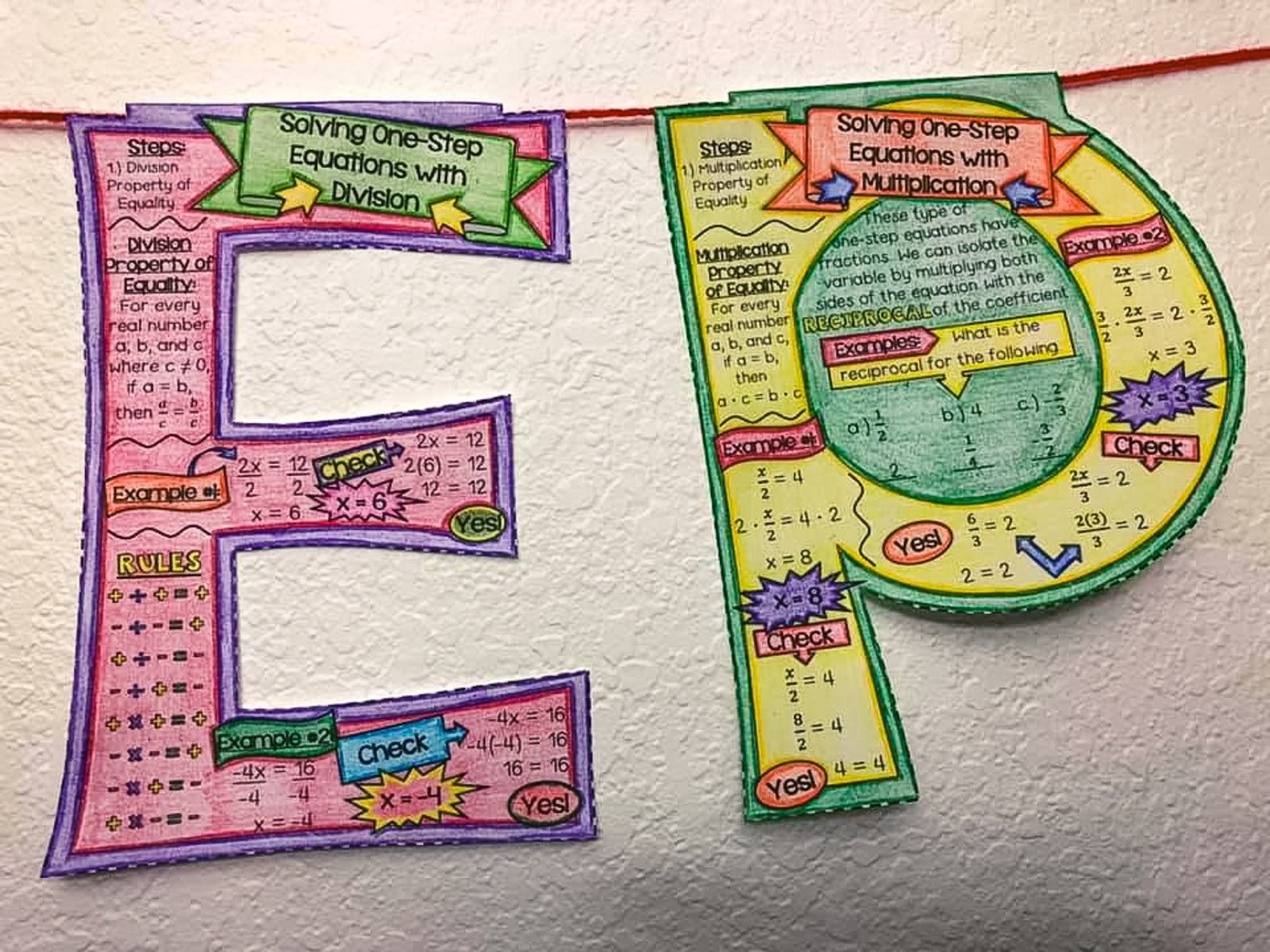 Math in Demand: One Step Equations Wall Sign, Two-Step Equations Math ...