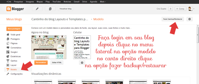 Layout Grátis Cantinho do Blog: Como instalar o layout