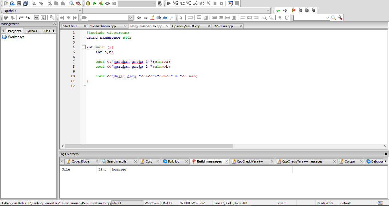 Coding Penjumlahan iO