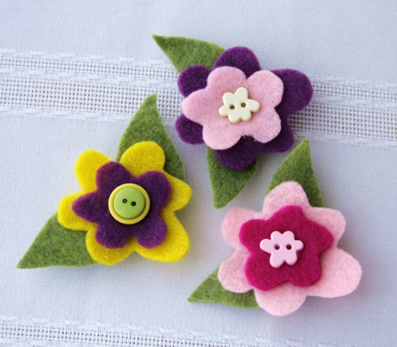 Imanes con flores de fieltro en 5 pasos ~ Portal de Manualidades