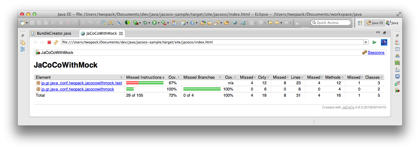 step by step: JaCoCO Maven Pluginでテストケースのカバレッジもとる