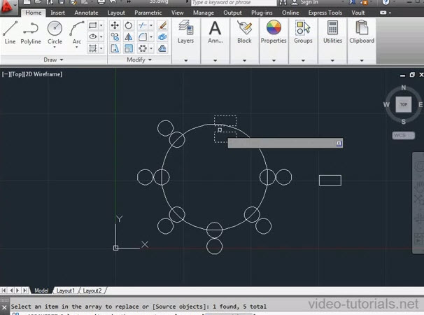 คลิปสำหรับสอนวิธีการใช้คำสั่งarray ในโปรแกรมAutoCad2013 ตอนที่1 - Graphic Cad Draiwng
