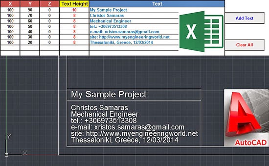 Add Text In Autocad Using Excel And Vba ~ My Engineering World