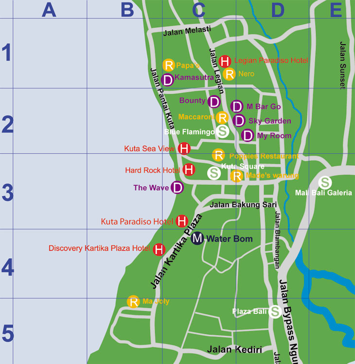 Peta Hotel di Kuta - Hotel-di