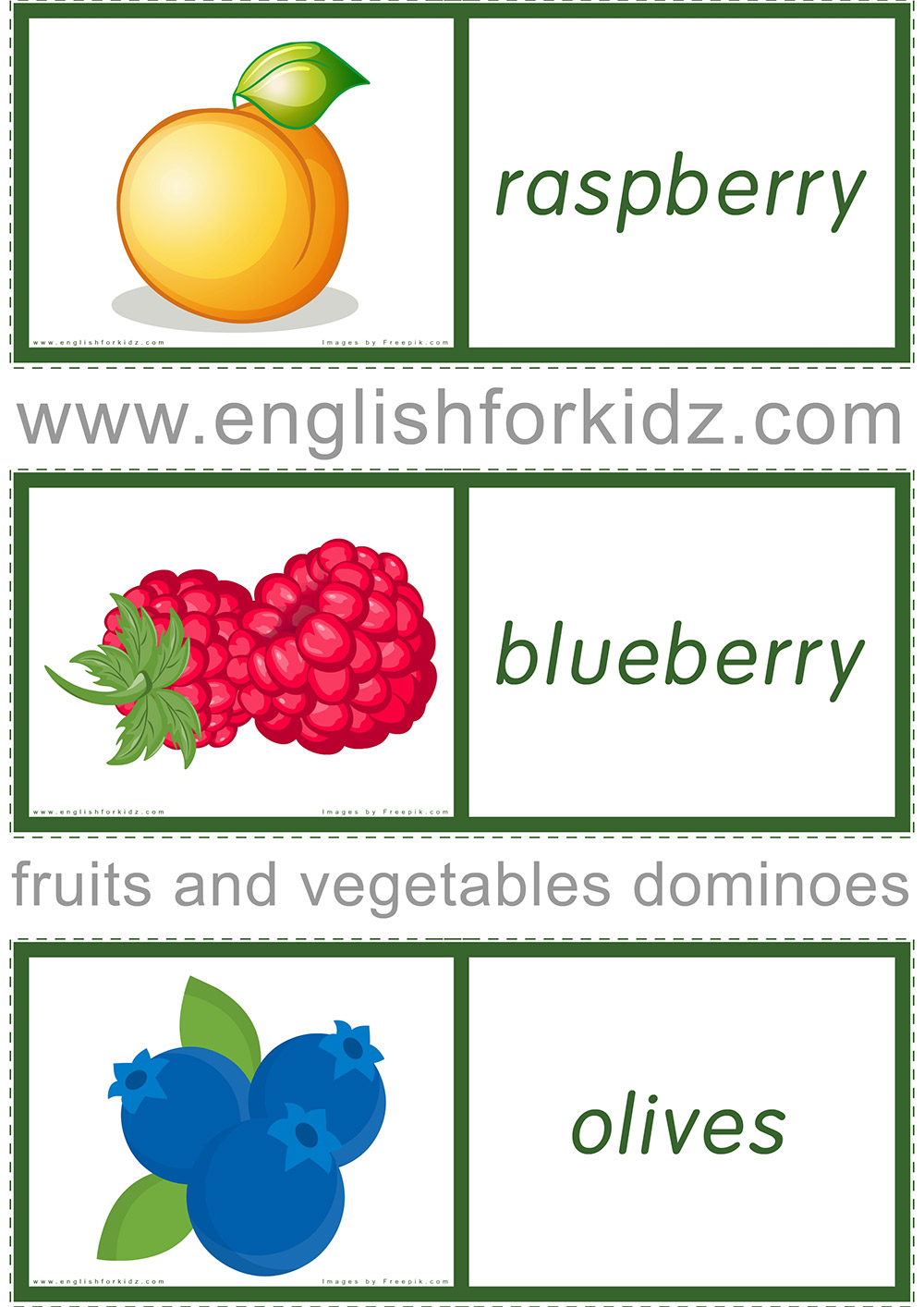 Fruits and Vegetables Dominoes. Part 1.