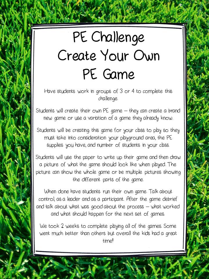 PE Challenge - Create Your Own PE Game | The Picture Book Teacher's Edition