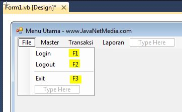 VB .Net - Cara Membuat Shortcut Pada Form Menu Utama ~ Belajar Bersama Ku