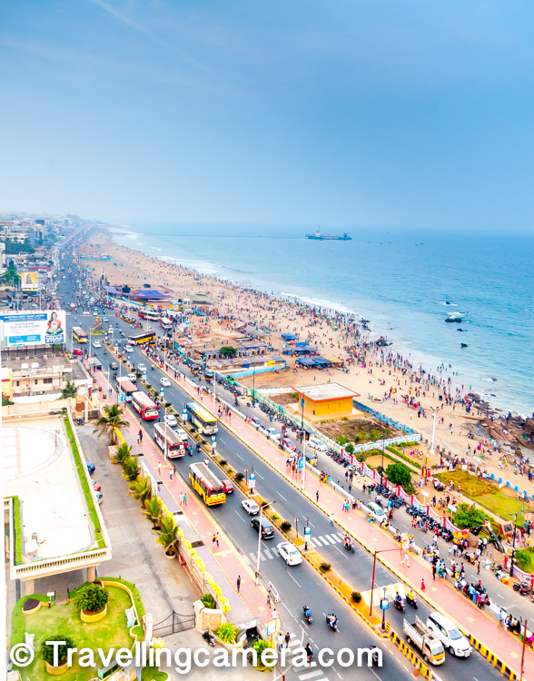 Aerial Views of Vishakhapatnam city & the Ocean from Novotel Hotel in Vizag