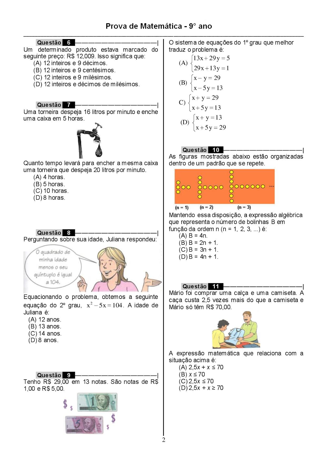 Exercicios De Matematica 9 Ano Pdf - EDUCA