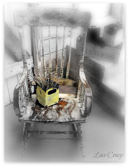 Lace Crazy: Distressed, Chippy, Rocking Chair Redo~!