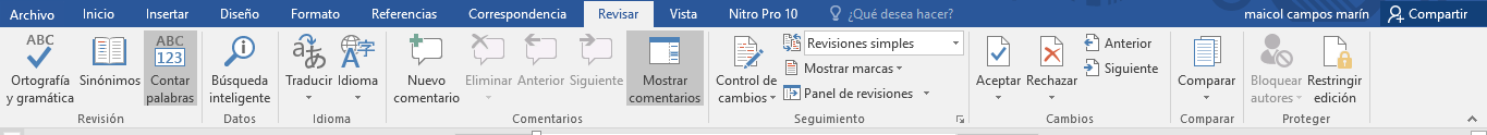 Microsoft Word : Pestaña Revisar