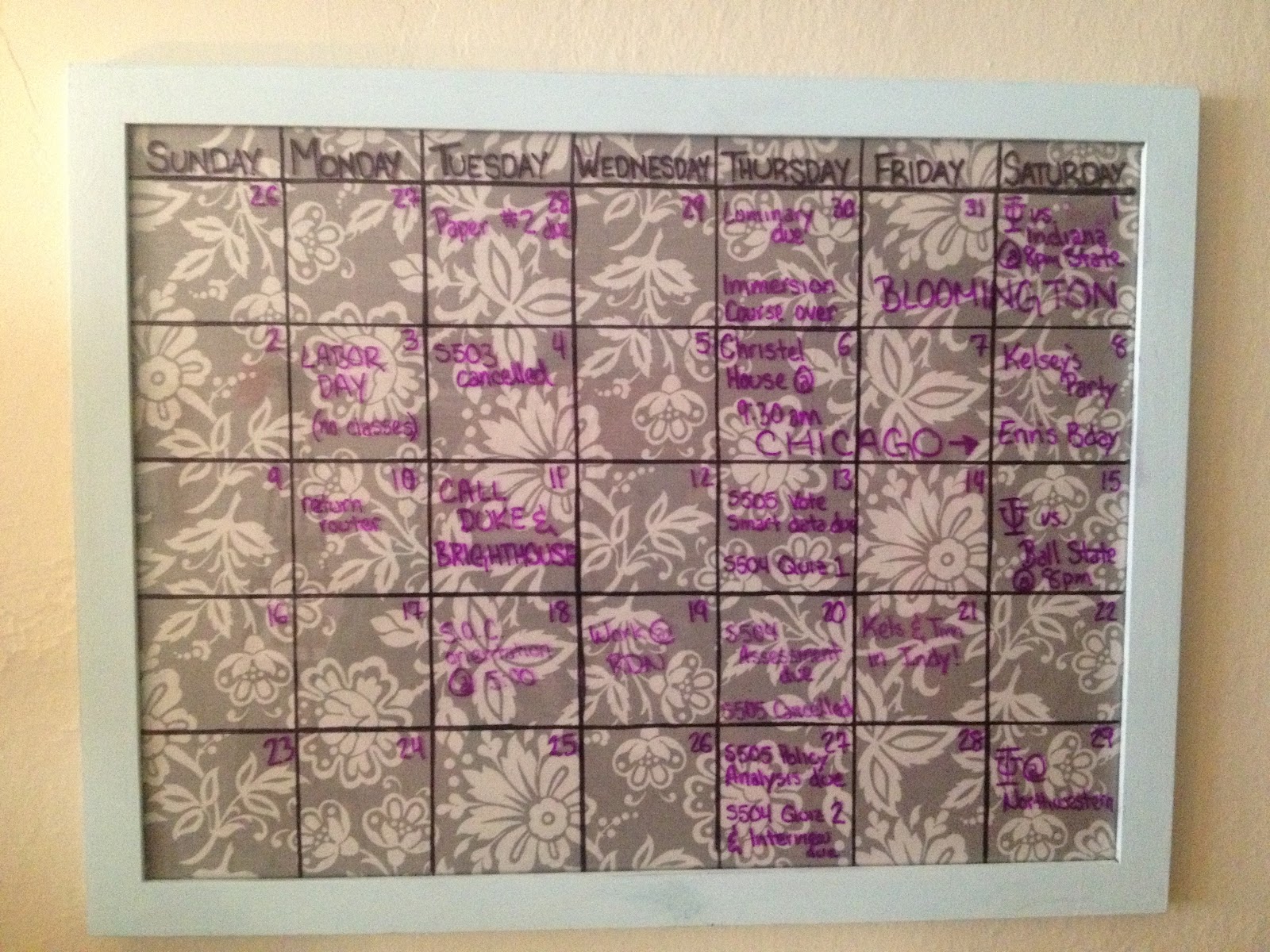 The Beauty in Blissfulness: DIY Dry Erase Calendar
