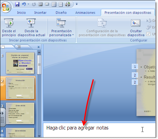 Informática-PowerPoint: PANEL DE NOTAS
