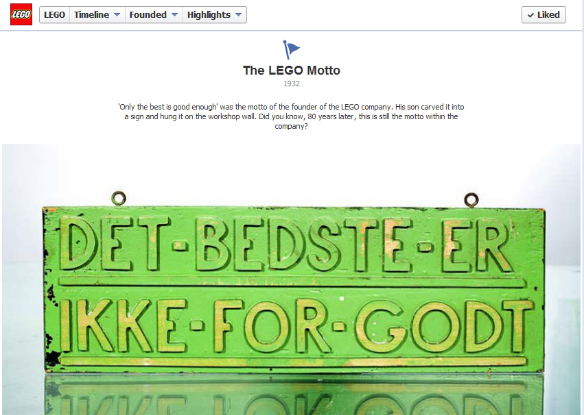 Opportunistas: Facebook Timeline: The LEGO Group History