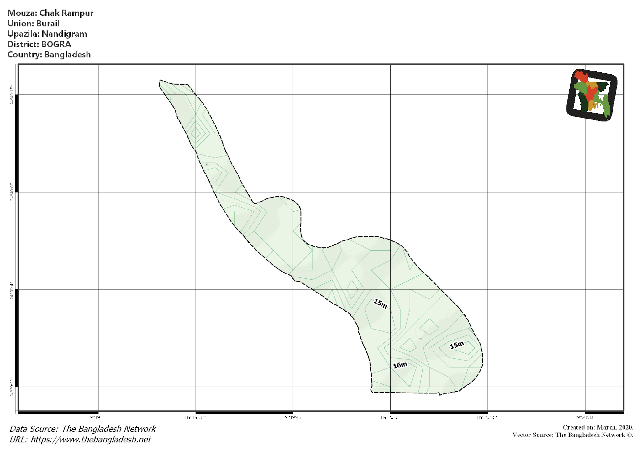 Map of Chak Rampur Mouza, Nandigram, Bogra