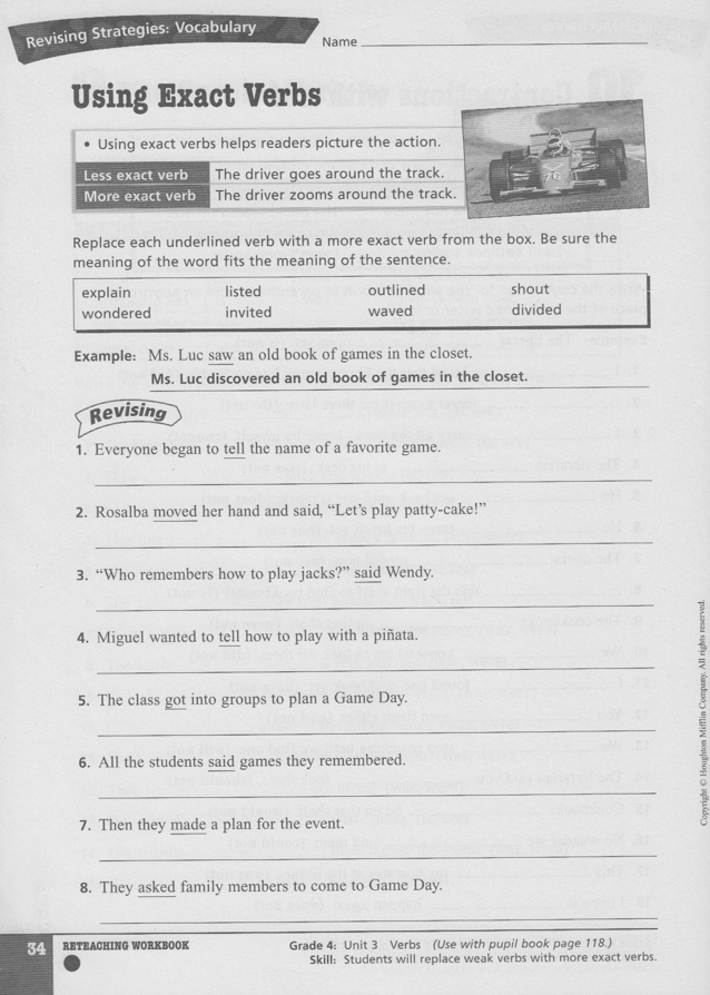 Homework 2012-2013: Thursday, December 6th - Contractions / Exact Verbs