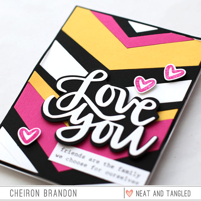 Modern Brights Wonky Chevron card with Cheiron - Neat and Tangled