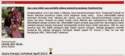 wow Tone Excel Info: TESTIMONI KEJAYAAN PESERTA TONE EXCEL
